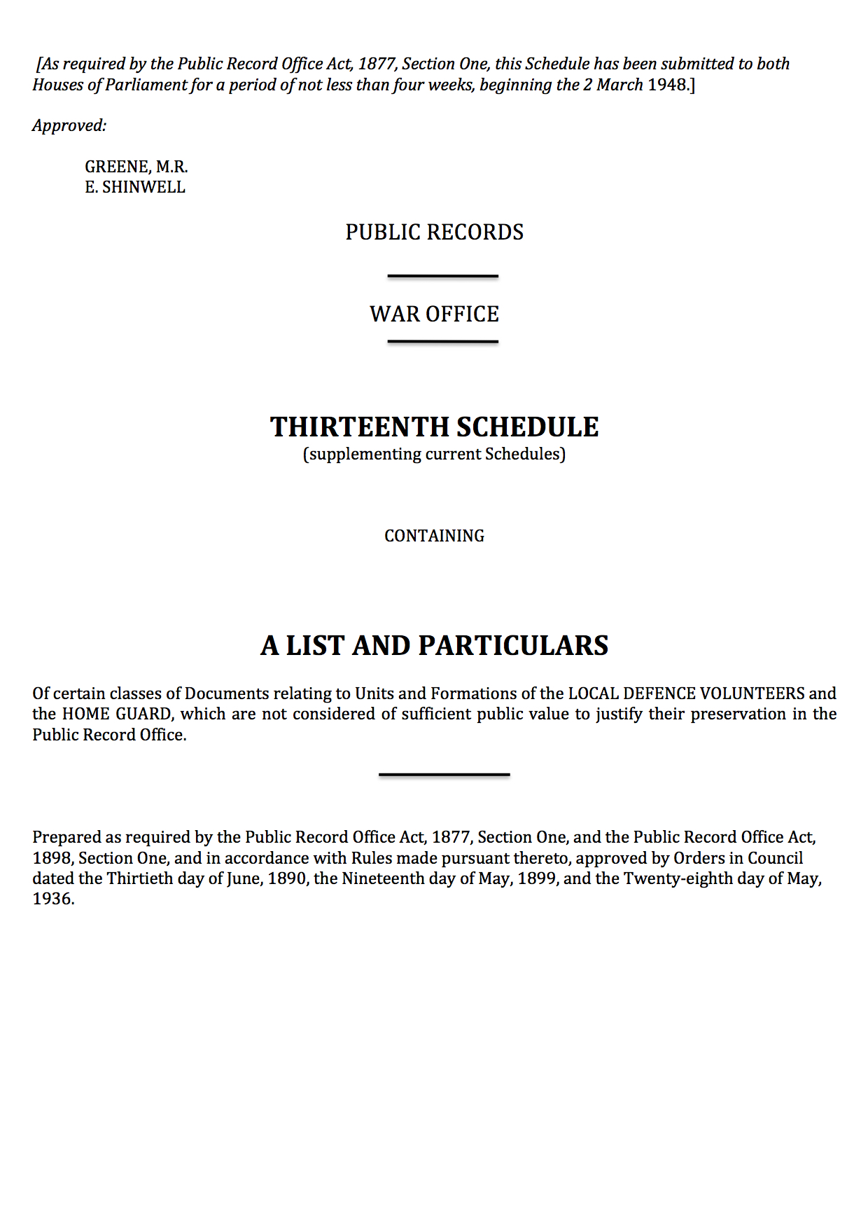 Home Guard 1948 Record Destruction Schedule – War Records Revealed