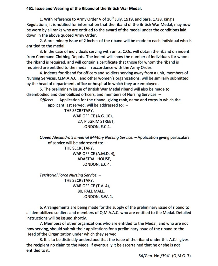 A Selection of Campaign Medal Issue Related Army Orders and Army ...